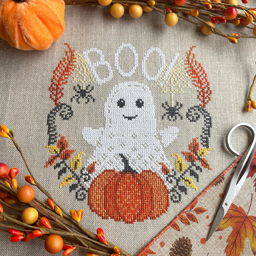 ghost pumpkin cross stitch pattern