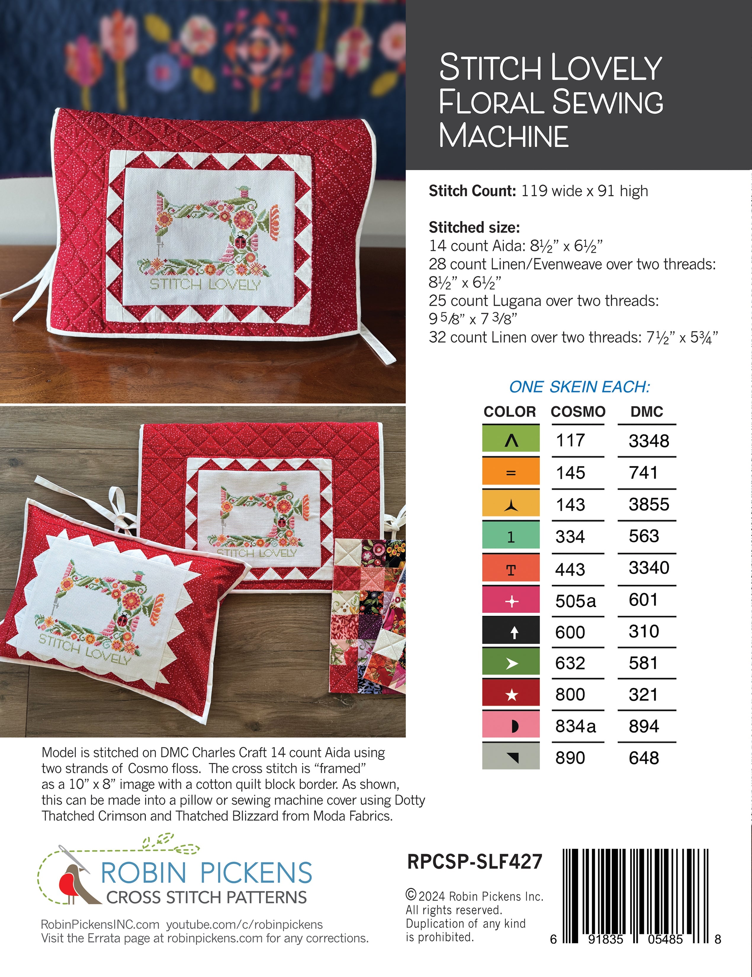 Stitch Lovely Floral Sewing Machine Cross Stitch Pattern - Stitched Modern