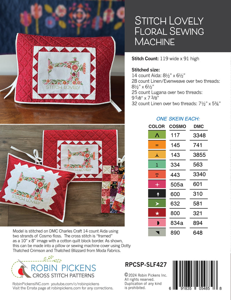 Stitch Lovely Floral Sewing Machine Cross Stitch Pattern - Stitched Modern
