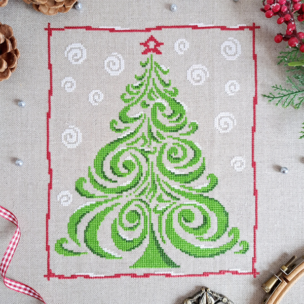 Let It Snow Christmas Tree Cross Stitch Pattern - Stitched Modern