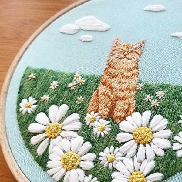 Happy Cat Hand Embroidery Kit - Stitched Modern