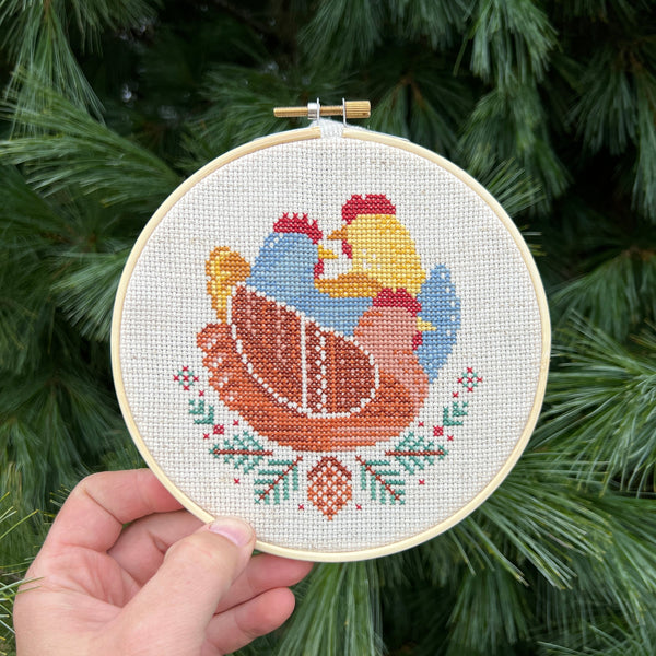 French Hen Cross Stitch Pattern - Stitched Modern