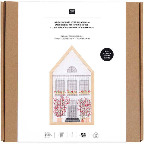 Cross Stitch Kit with Frame - Spring House - Stitched Modern