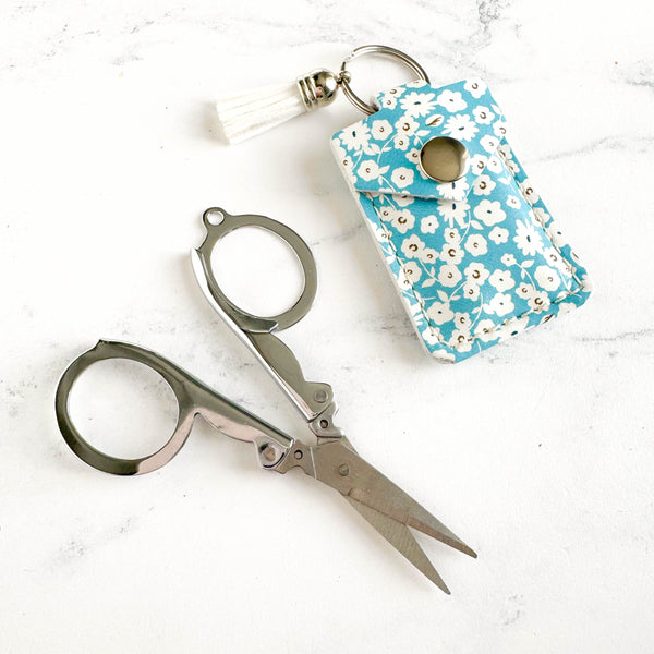 Folding Scissors with Leather Pouch - Spring Gardens - Stitched Modern