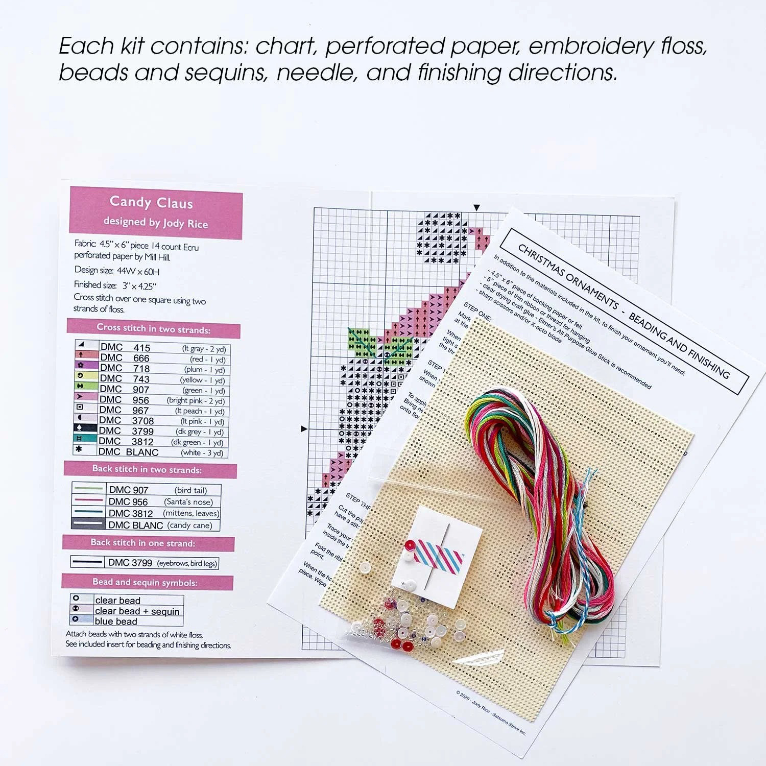 Ring-a-Ding Santa Cross Stitch Ornament Kit - Stitched Modern