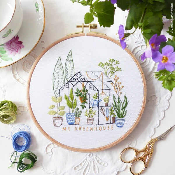 Greenhouse Hand Embroidery Kit - Stitched Modern