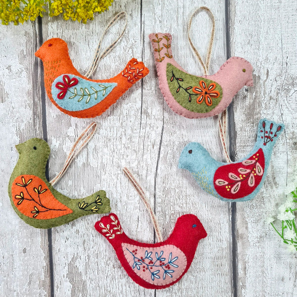 Hand Stitched Felt Craft Kit - Folk Birds - Stitched Modern
