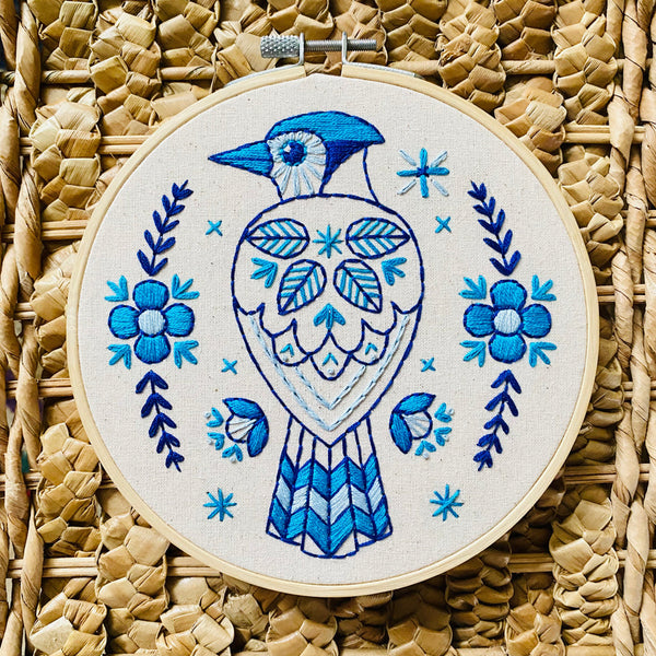 Blue Jay Hand Embroidery Kit - Stitched Modern