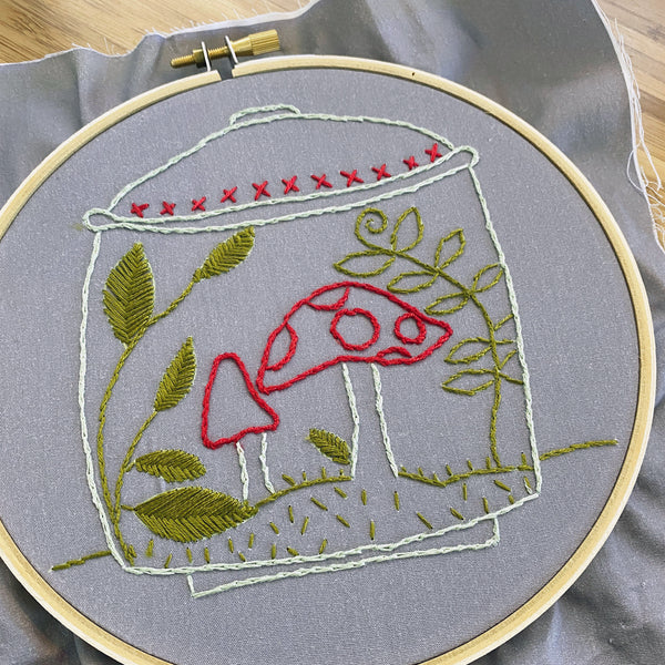 Four Stitch Hand Embroidery Sampler Kit - Terrarium - Stitched Modern