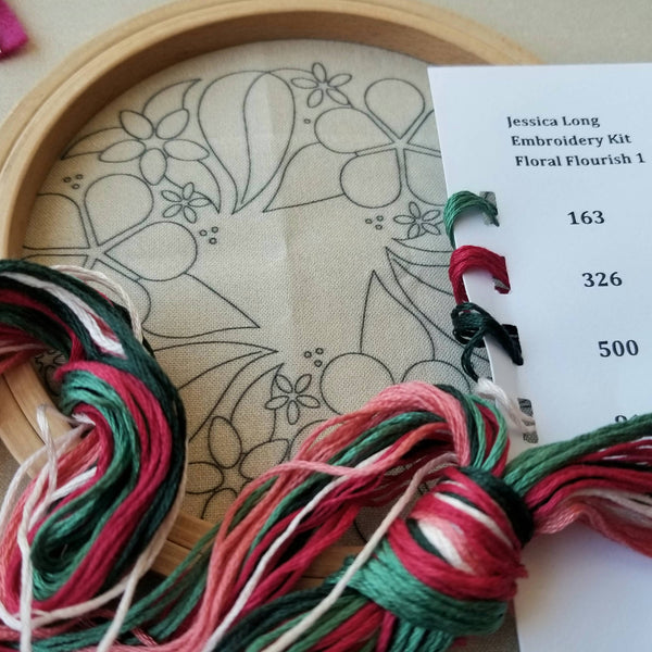 Floral Flourish Hand Embroidery Kit - Stitched Modern
