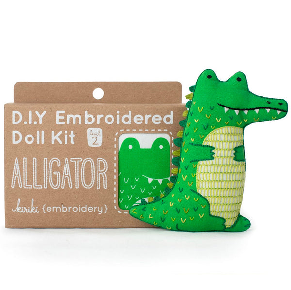 Hand Embroidered Plushie Doll Kit - Alligator - Stitched Modern
