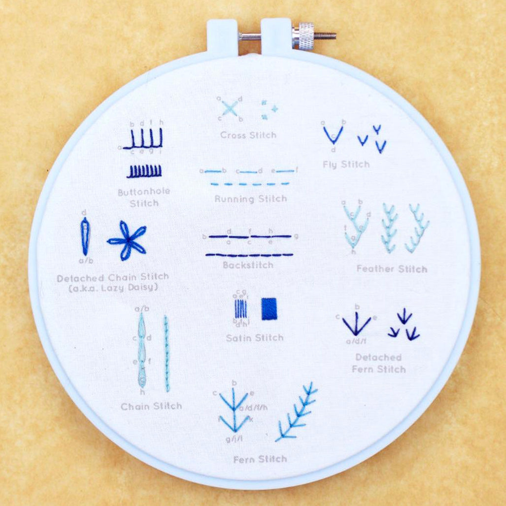 Hand Embroidery Stitch Sampler - Beginner Stitches - Stitched Modern