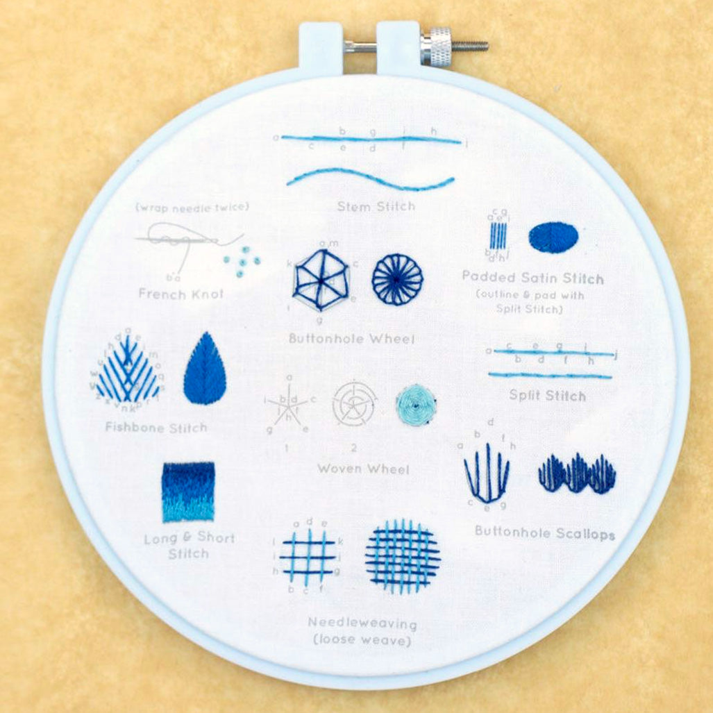 Hand Embroidery Stitch Sampler - Intermediate Stitches - Stitched Modern