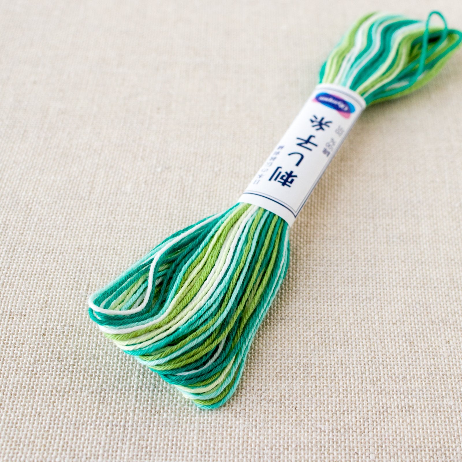 Japanese Sashiko Thread - Variegated Green White (#51) - Stitched Modern