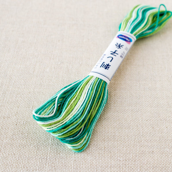 Japanese Sashiko Thread - Variegated Green White (#51) - Stitched Modern