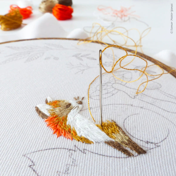 Autumn Fox Hand Embroidery Kit - Stitched Modern