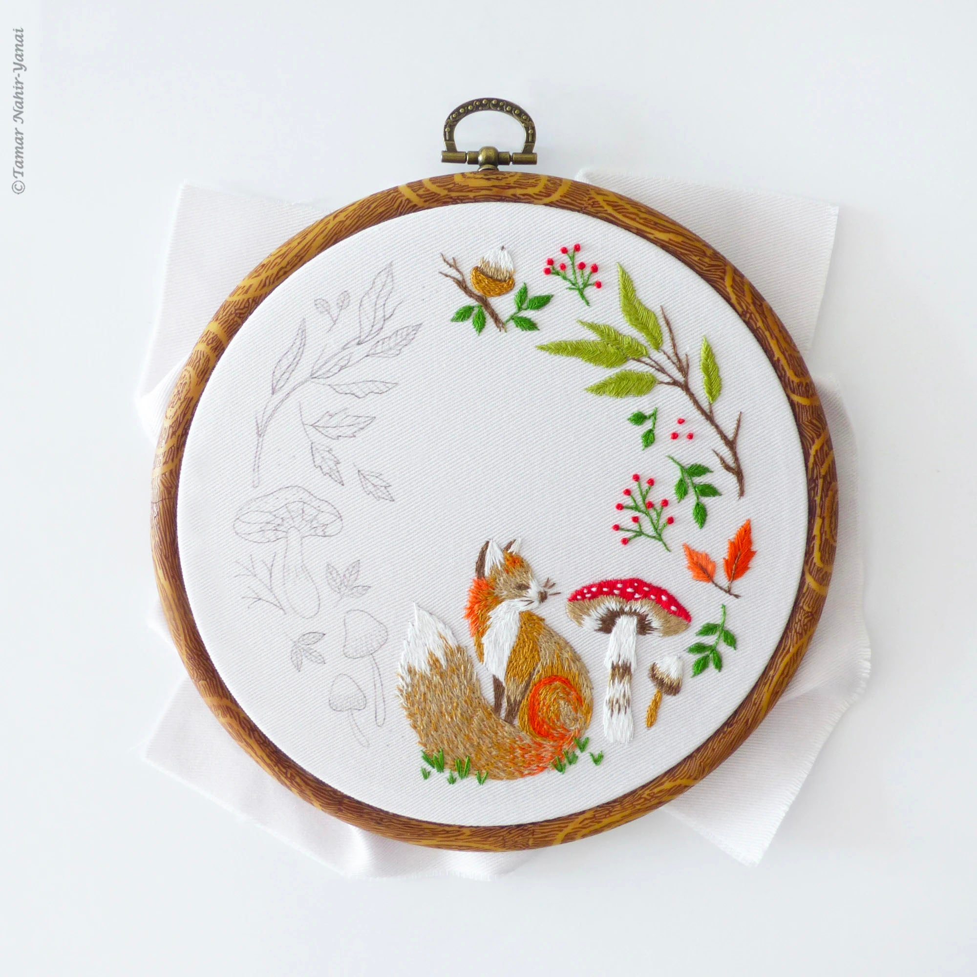 Autumn Fox Hand Embroidery Kit - Stitched Modern