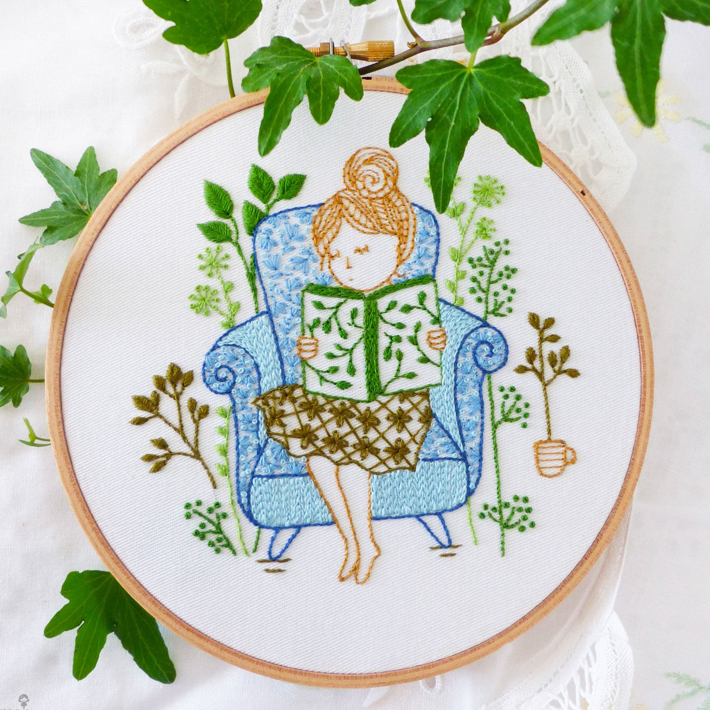 Reading Time Hand Embroidery Kit - Stitched Modern